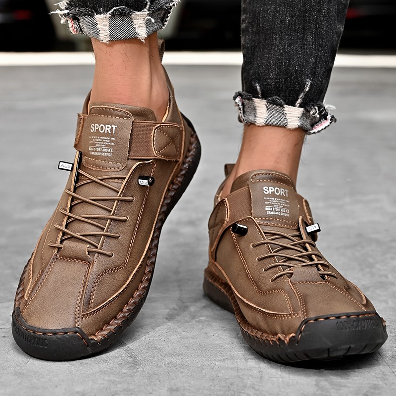 Handmade Leather Shoes Mens Casual Loafers Flat Driving Shoes Slip on ...