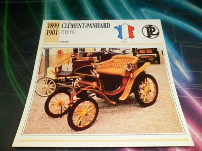 1899 - 1901 Clement-Panhard Type VGP Car Photo Spec Sheet Stat Info ...