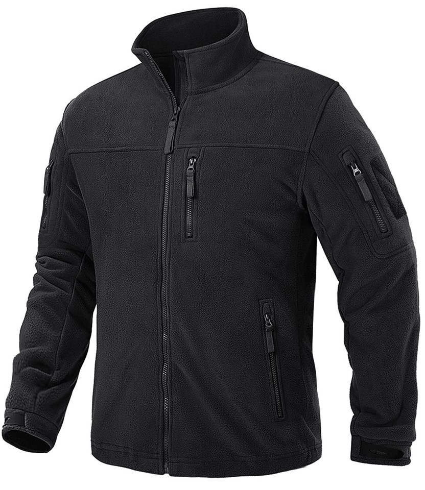 Men's Full-Zip Fleece Jacket Softshell Hiking Winter Windproof Casual ...
