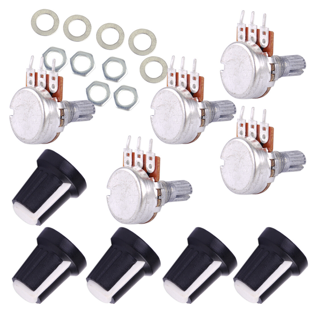 5pcs 10K OHM 3 Terminal Linear Taper Rotary Volume B Type Potentiometer ...