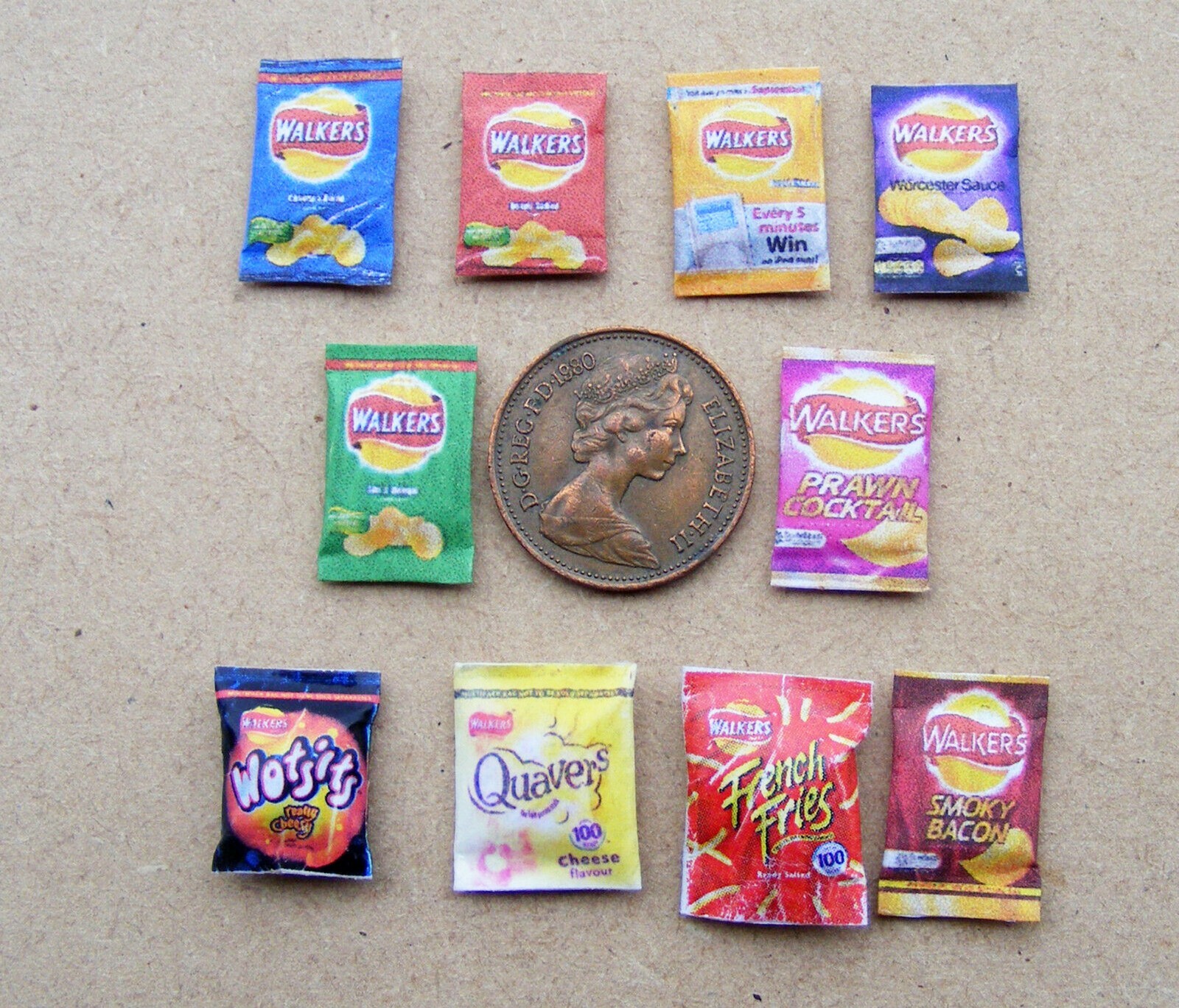 Dolls House 10 Packets Of Mixed Assorted Crisps 1:12 Scale Miniature ...