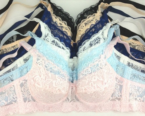 Sexy Romantic Lace Light Padded Wide Side Underwire Bra Size 36C/38C ...