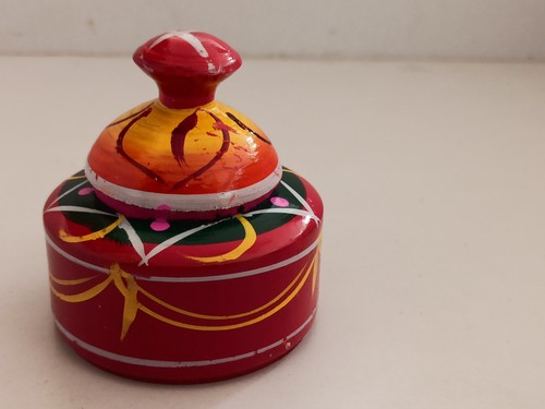 Handmade Sindoor Box 4.25"x7" Painted Wooden Shringardani For indain ...