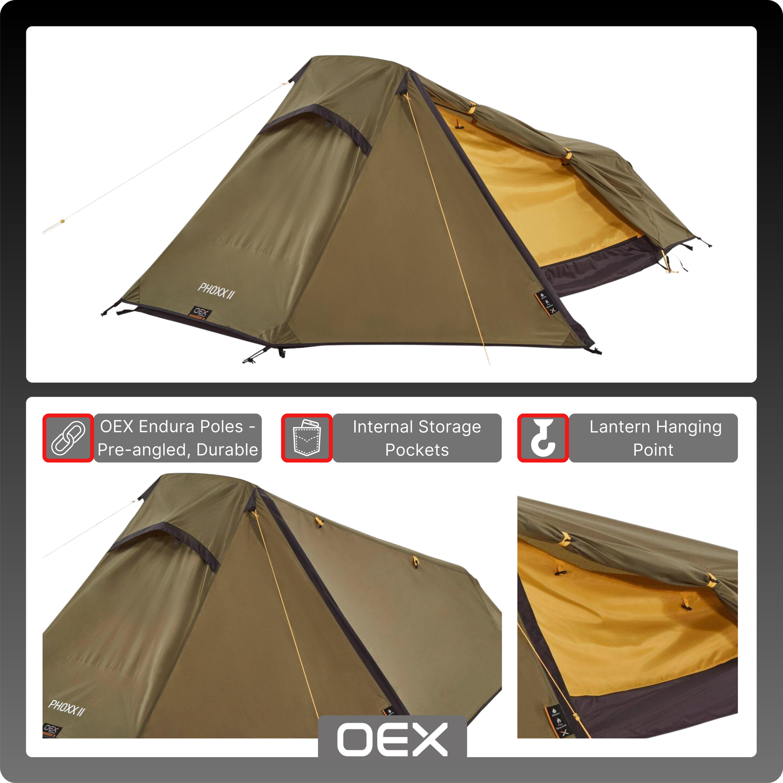 OEX Lightweight and Compact Phoxx 2 II Tent for 2 people, Camping ...