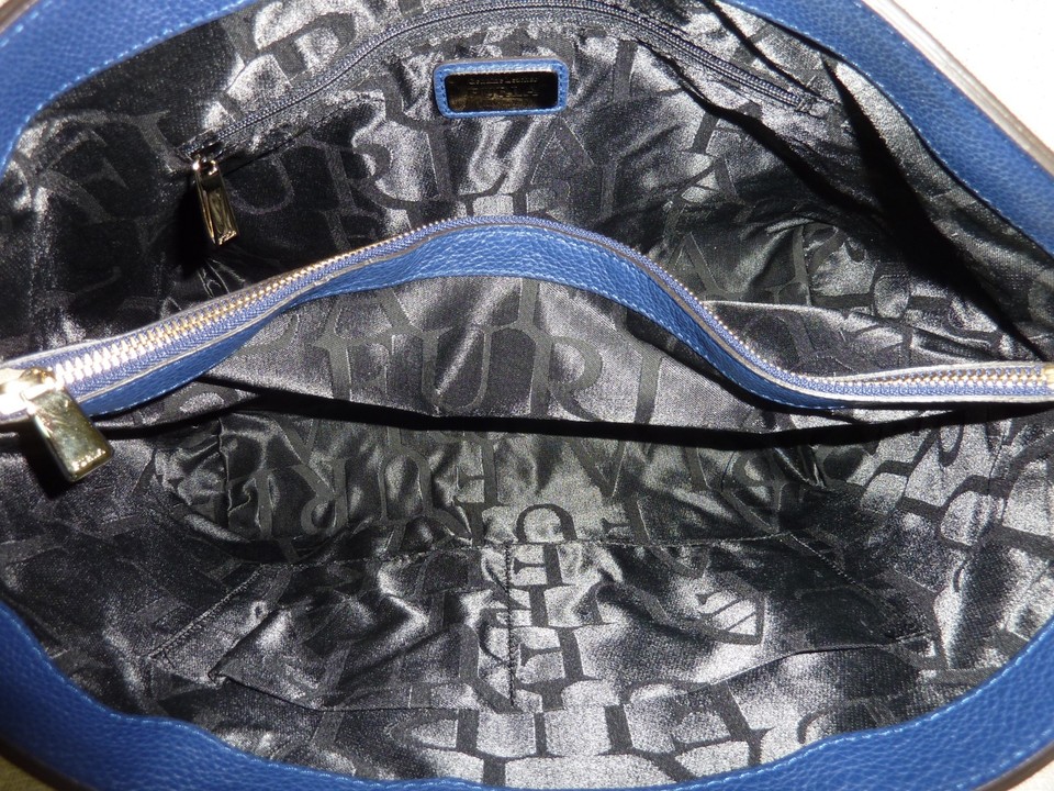 NEW FURLA Julia Navy Blue Pebbled Leather Tote Bag - Made in Italy ...