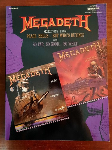 MEGADETH PEACE SELLS! SO FAR SO GOOD SO WHAT? GUITAR TAB BOOK TABLATURE ...