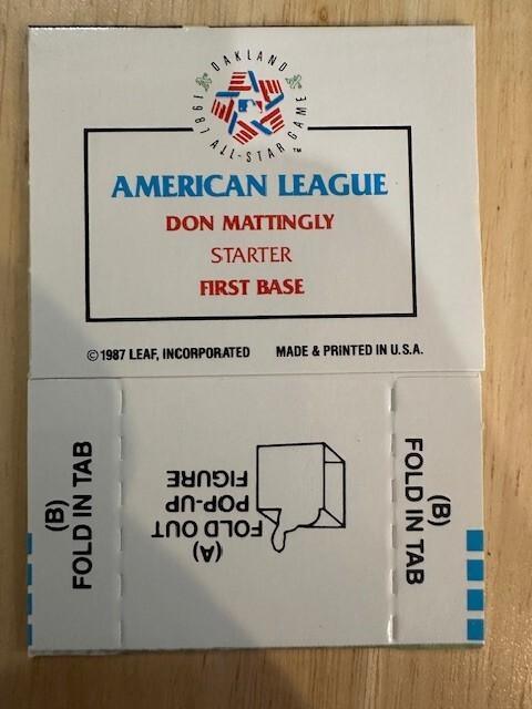 1987 Leaf Don Mattingly All-Star Pop Up | eBay UK