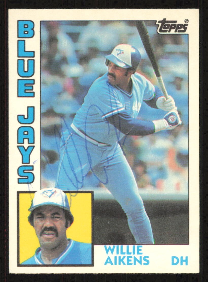 1984 Topps WILLIE AIKENS Autograph Baseball card TORONTO BLUE JAYS #1 ...