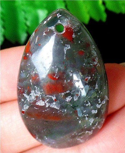 37x24x8mm Natural Gray And Red Africa Bloodstone Teardrop Pendant Bead ...