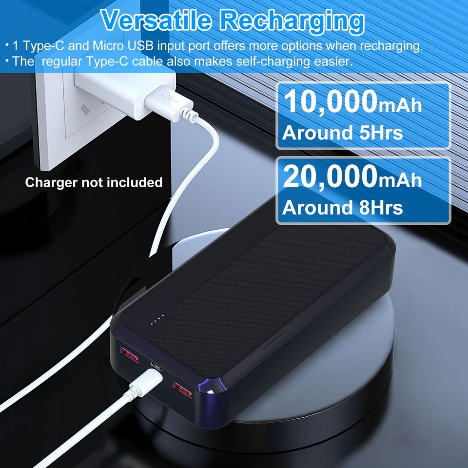 20000mAh Universal Portable Power Bank Backup Battery Charger for Cell ...