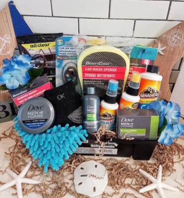 Men's Boyfriend Hamper Gift Basket Holiday Birthday Bath Body Spa Car ...