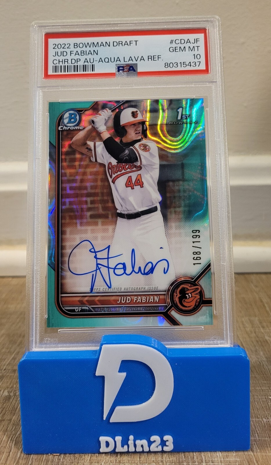 2022 BOWMAN DRAFT PROSPECT JUD FABIAN AQUA LAVA REFRACTOR AUTO #/199 ...