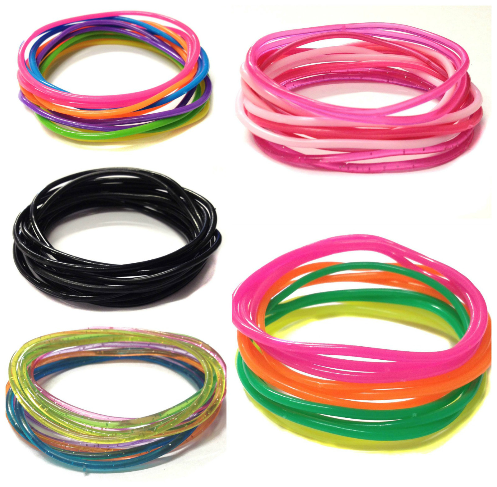 12 Gummy Wristband Bangle Jelly Rubber Shag Band Party Bag Friendship ...