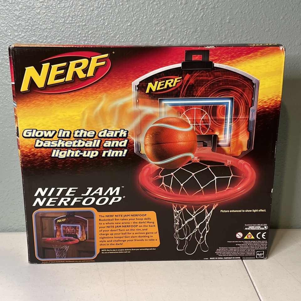 Nerf Nite Jam Nerfoop Basketball Set 2008 Lite Up Rim Glow In The Dark ...