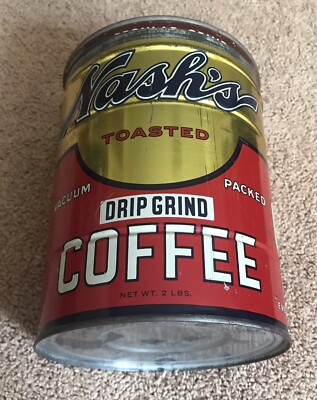 Vintage NASH'S 2 Pound Drip Grind COFFEE TIN CAN Key Wind | eBay