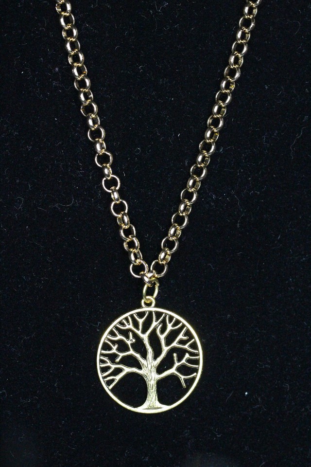 Tree of Life Necklace Gold Chain Pewter Pendant 1.50" Trees Nature Good ...