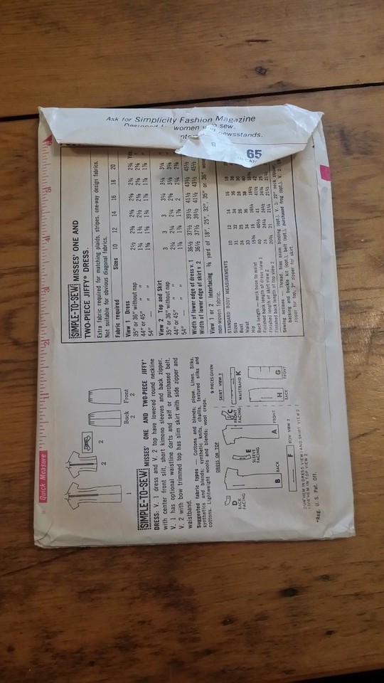 VINTAGE SIMPLICITY LADIES TWO PIECE DRESS PATTERN 7009 SIZE 12 FREE ...