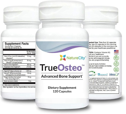 3 PACKS True-Osteo Plant Calcium Bone Support Supplement w AlgaeCal ...