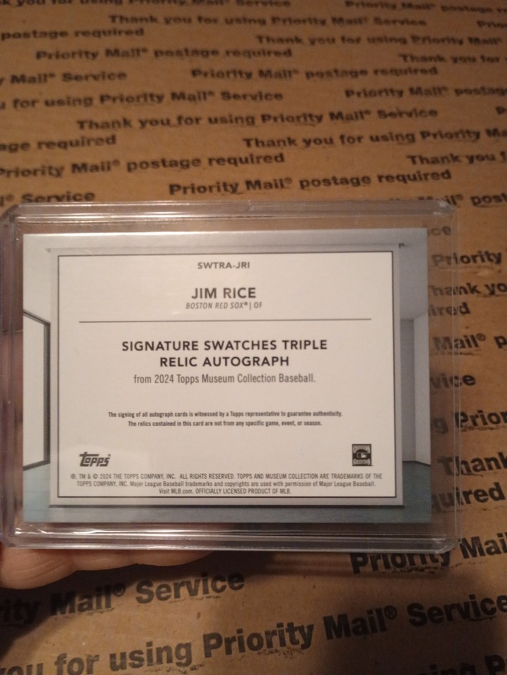 2024 Topps Museum #SWTRA-JRI Jim Rice Triple Relic AUTO /299 HOF Red ...