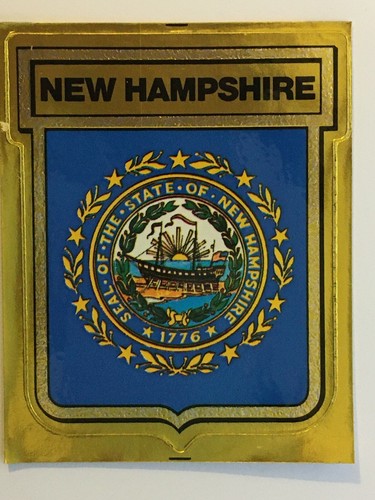 Vtg NEW HAMPSHIRE THE GRANITE STATE NOS Foil Shield Sticker from 1972 ...