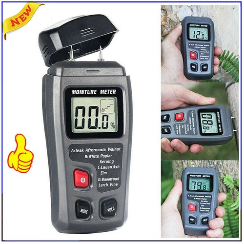 Damp Meter Digital LCD Moisture Detector Wood Humidity Caravan Tester ...