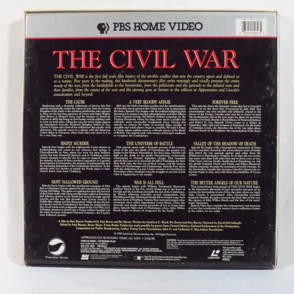 THE CIVIL WAR (Complete) 1990 CLV LD box EX PBS Series by Ken Burns | eBay