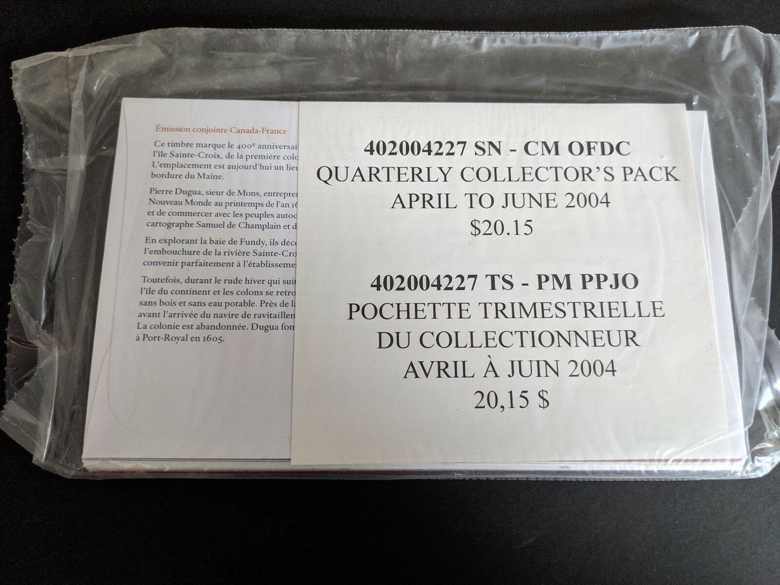 Canada Post FDC cover Quarterly Collector's Pack April To June 2004 BV ...