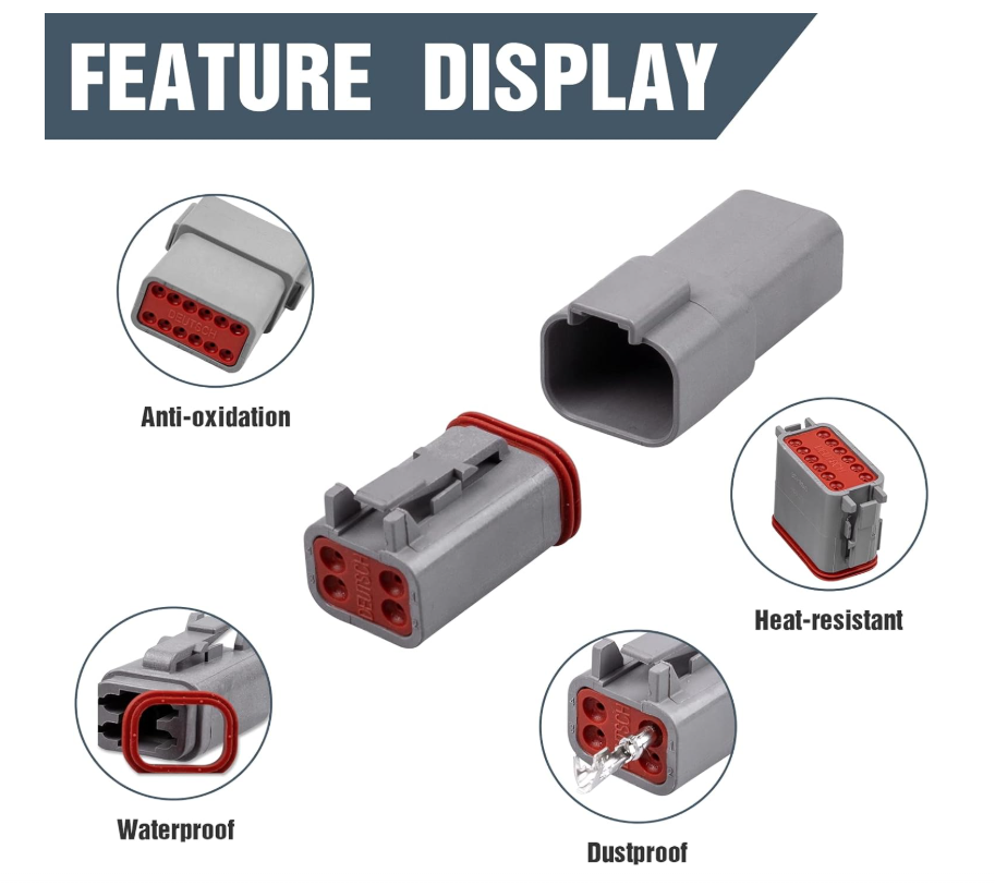 228 PCS Deutsch DT Connector Kit 2 3 4 6 8 12 Pin Gray Connector ...
