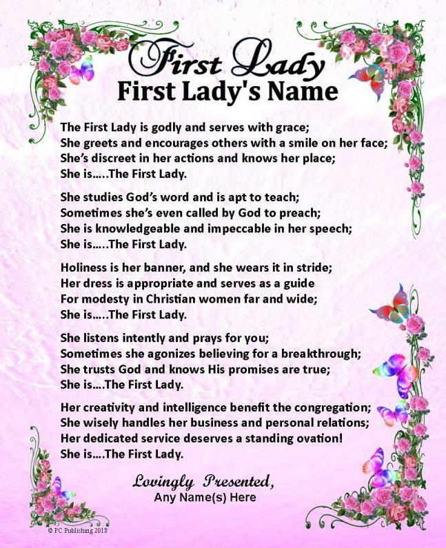 Pastor's Wife First Lady Personalized Name Poem Gift Thank You ...