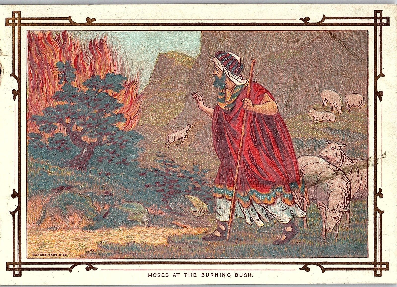 1880's FAB Marcus Ward Moses At The Burning Bush Victorian Card P129 | eBay