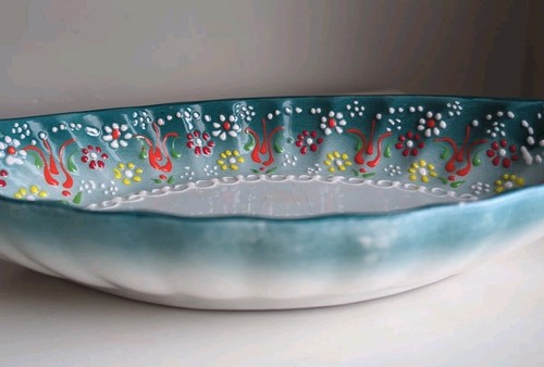 Hand-painted Signed Turkish Bowl-Oval 12 X 6in "Mert Gift" | eBay