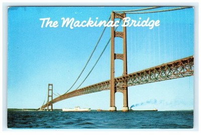 Vintage Mackinac Bridge Michigan Suspension Bridge Postcard 1957 | eBay