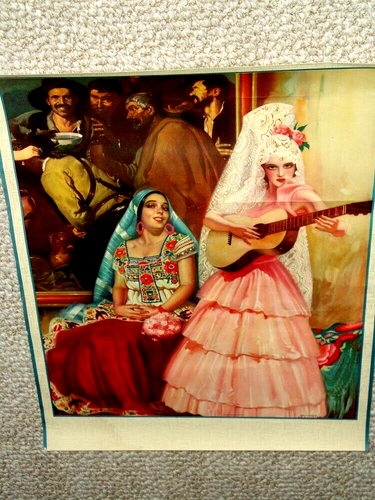 1930's ARMANDO DRECHSLER ~ Pretty Senorita in Pink Dress Playing the ...