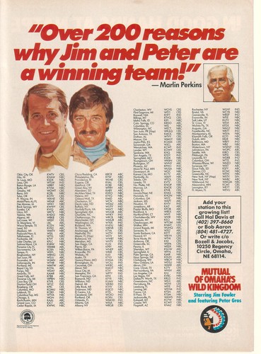 Marlin Perkins Jim Fowler Mutual Of Omaha's Wild Kingdom 1986 Ad- a ...