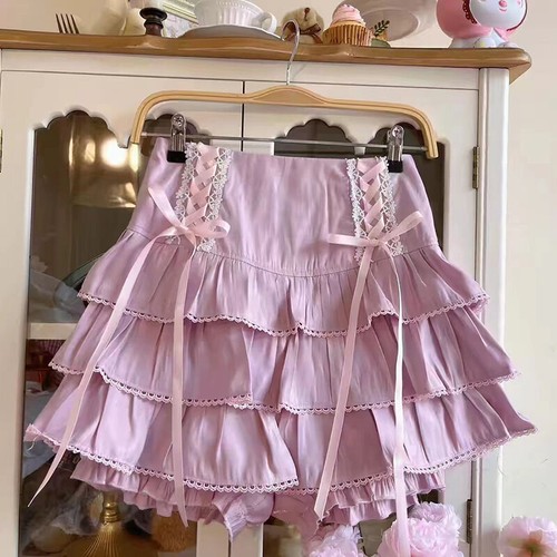 Japanese Sweet Girls Ruffles A-Line Skirts High Waist School Lolita ...