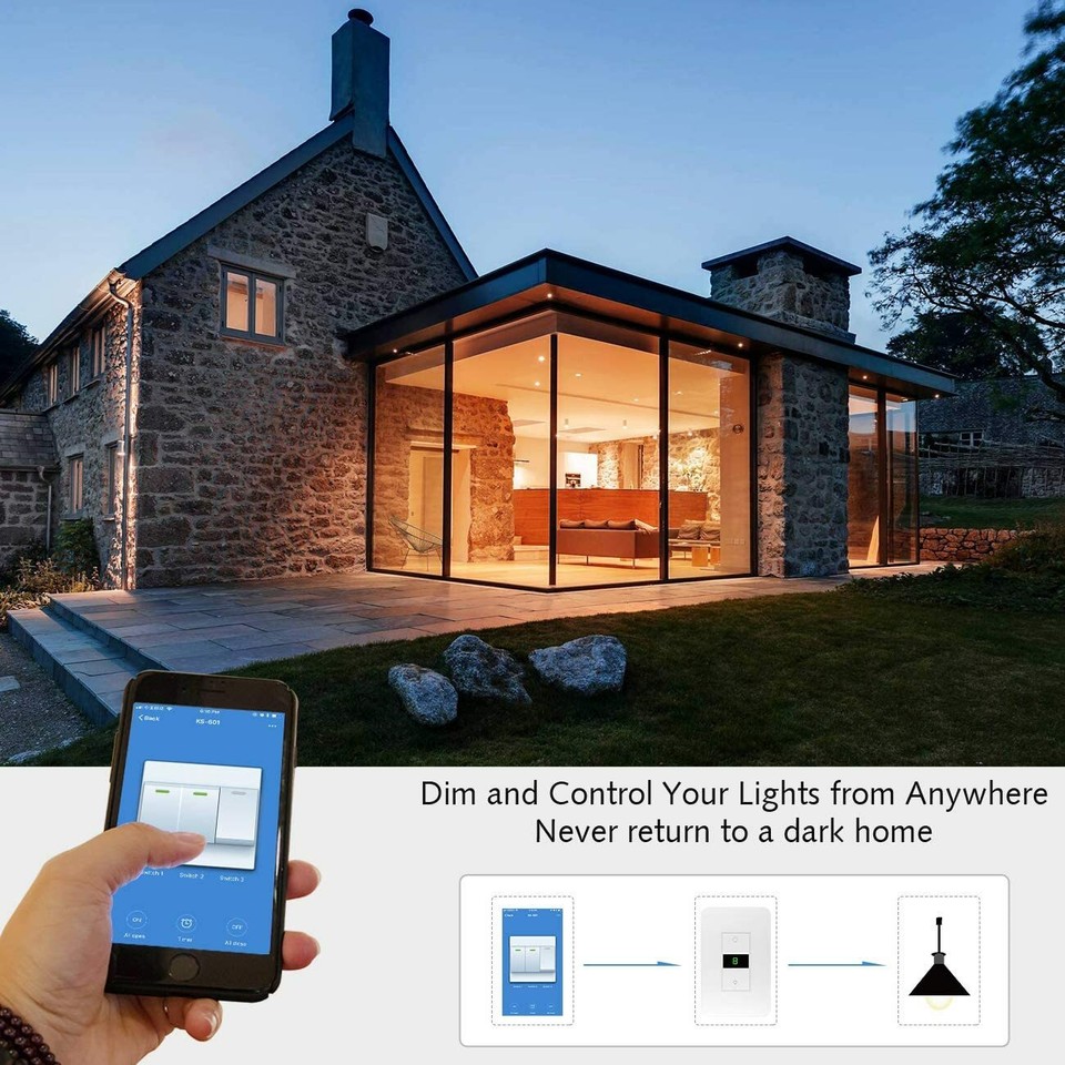 Smart Dimmer Light Switch works with alexa google home Neutral Wire ...