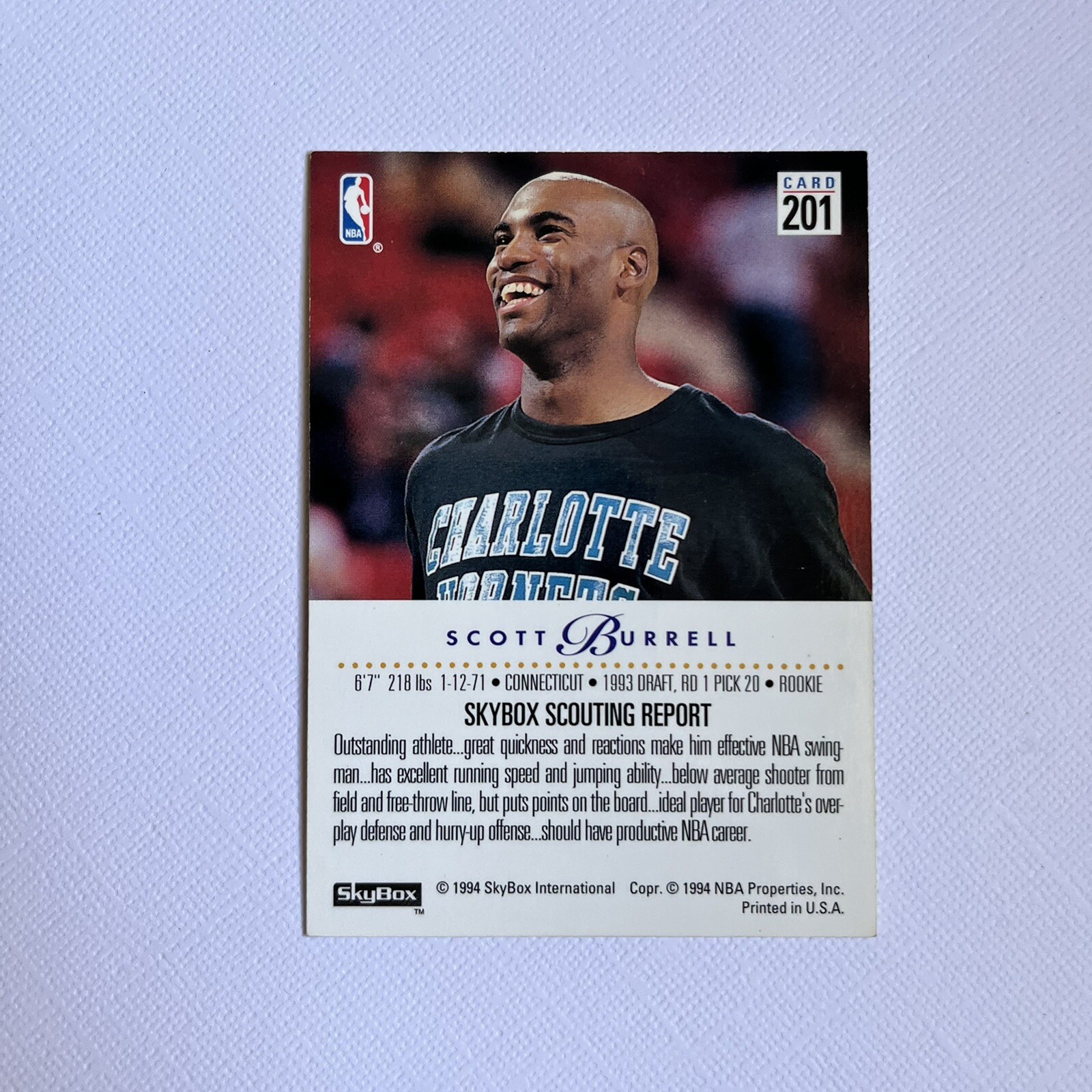 Scott Burrell Charlotte Hornets Basketball Card 93-94 Skybox Premium ...
