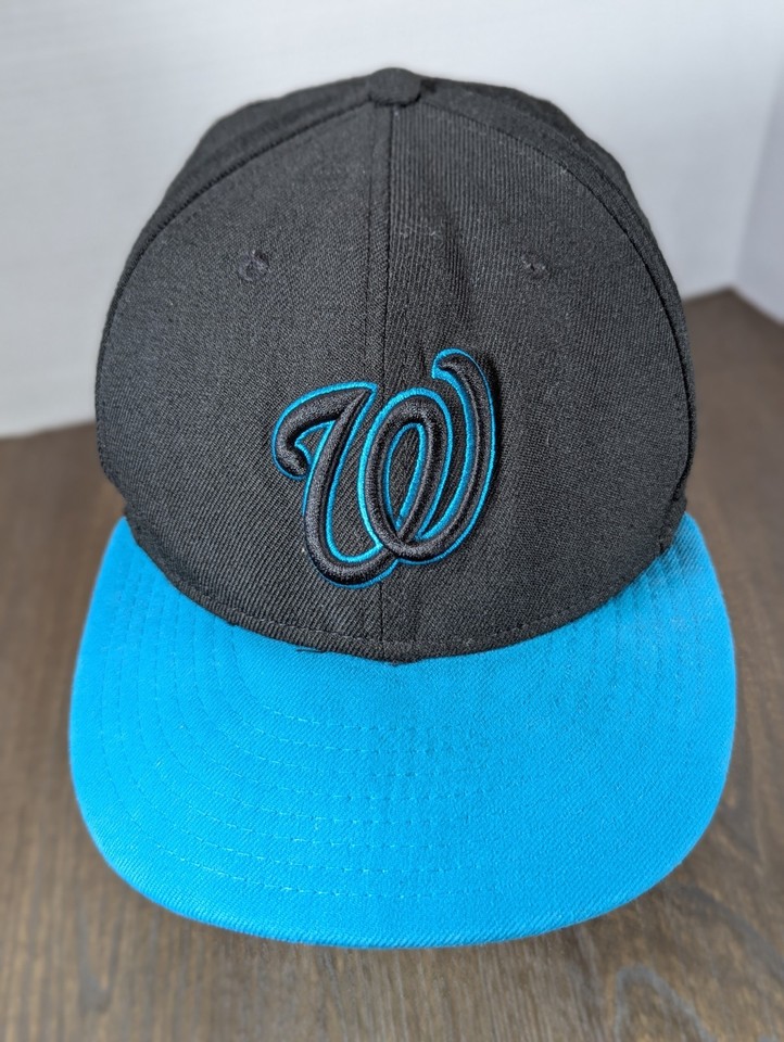 New Era MLB Washington Nationals Baseball Cap Hat Fitted 7 3/8 Black ...