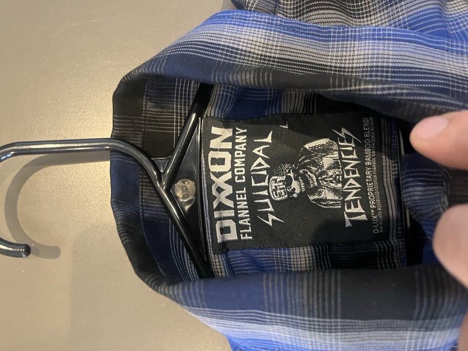 Dixxon Suicidal Tendencies Short Sleeve Flannel Shirt Mens Large Blue ...
