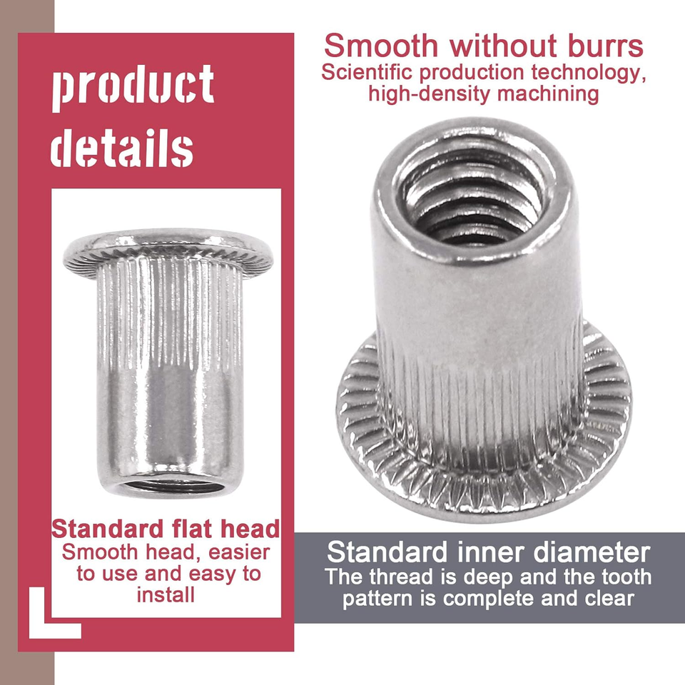 SAE Stainless Steel Rivet Nuts Threaded Insert Rivnuts (1/4-20“-(50PCS ...