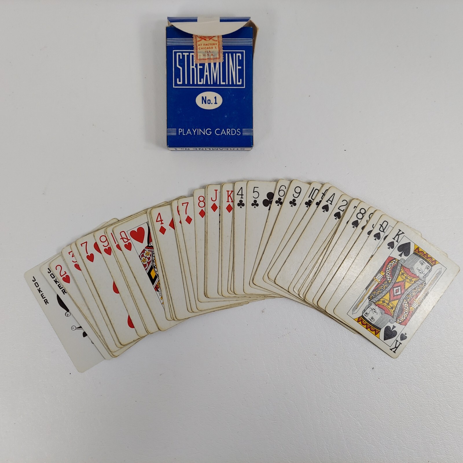 Vintage Streamline Playing Cards No 1 Linen Finish Blue Pack Full Deck ...