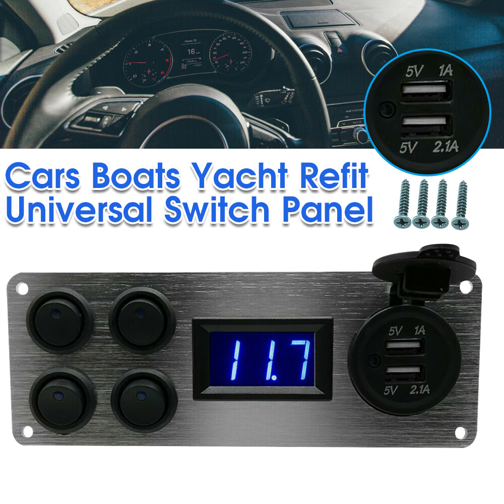 12V-24V Campervan RV Camper Switch Panel For LED Lights Voltmeter Dual ...