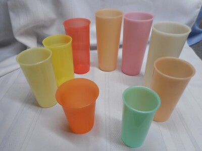Vintage TUPPERWARE DRINKING GLASSES TUMBLERS PASTEL STACKING lot of 9 ...