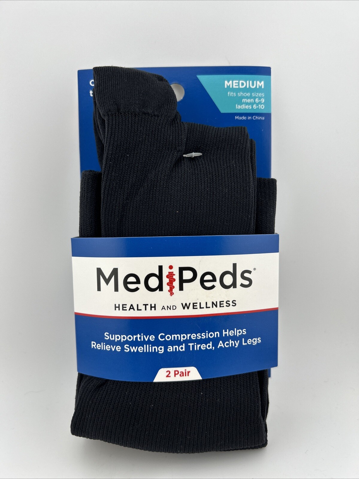 MediPeds Supportive Compression Socks 2 Pack Medium Men 6-9 Women 6-10 ...