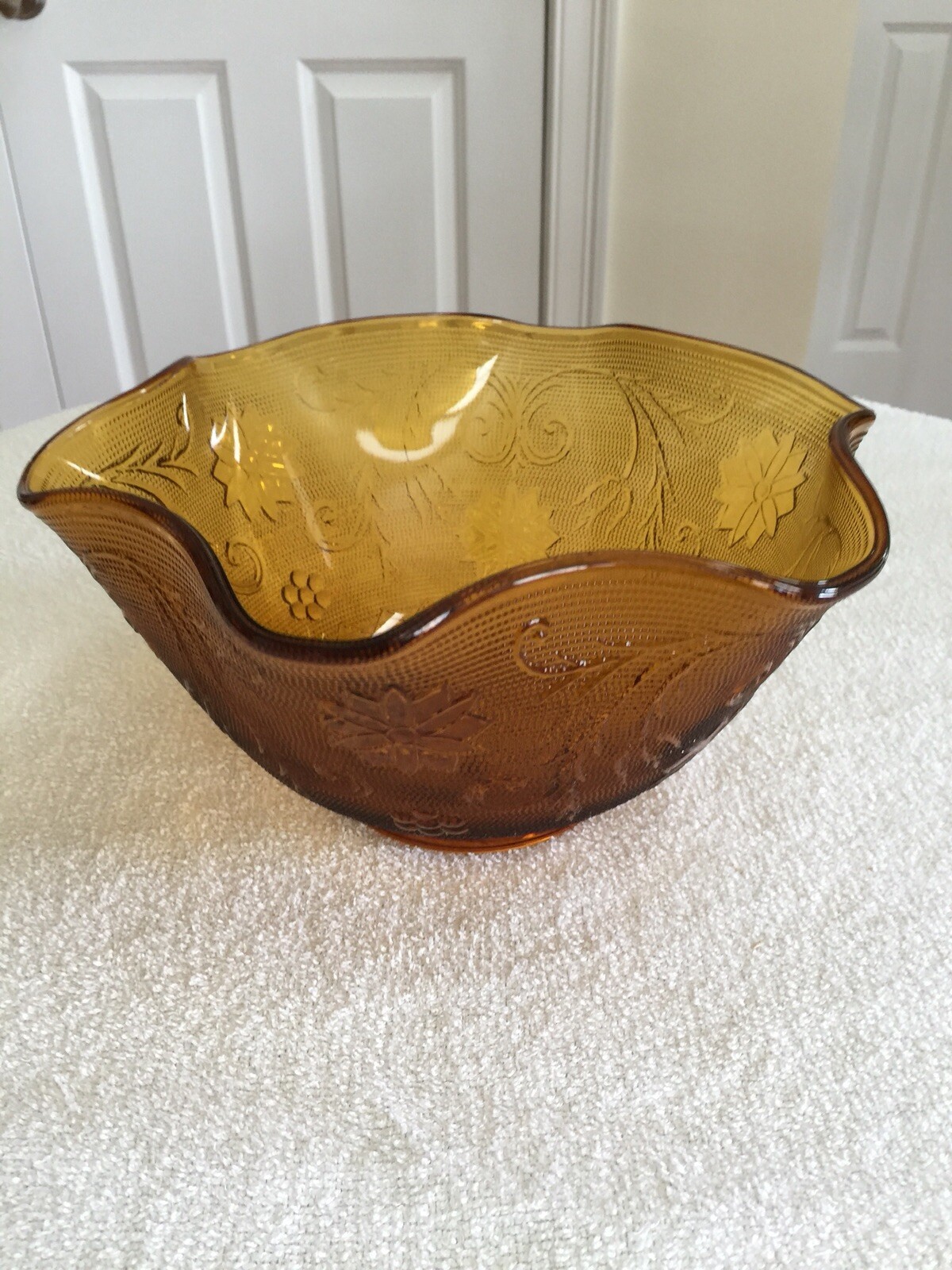 Vintage Amber Glass Wavy Round Bowl-Tiara Pattern by Indiana Glass | eBay