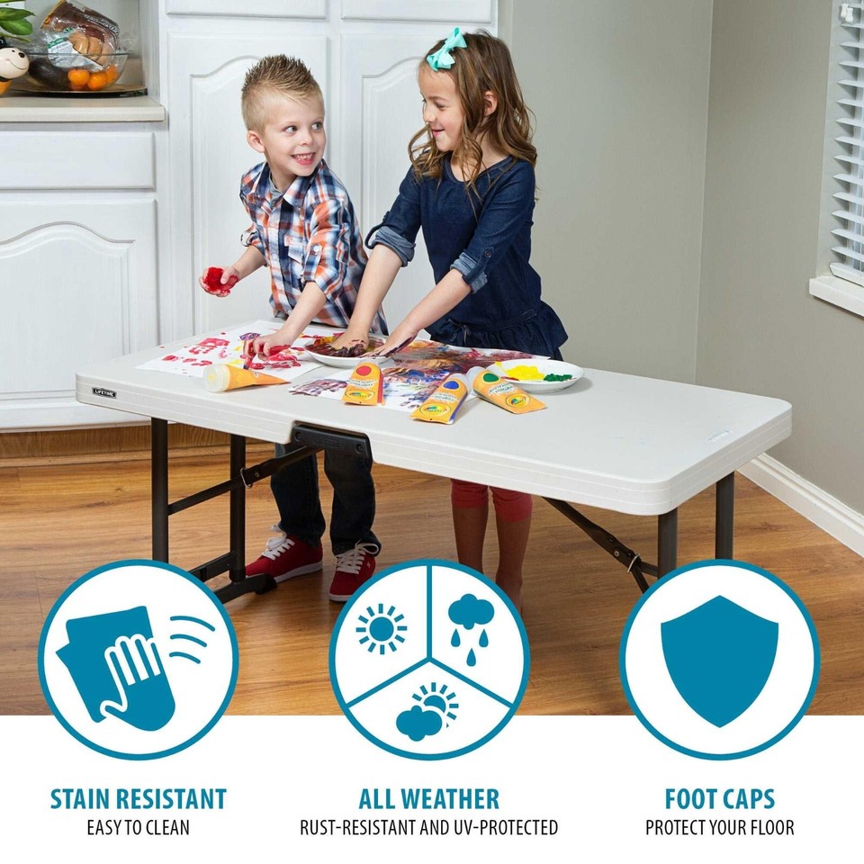 Lifetime 4ft Folding Table 80387 Adjustable Height Almond 24x48 Indoor ...