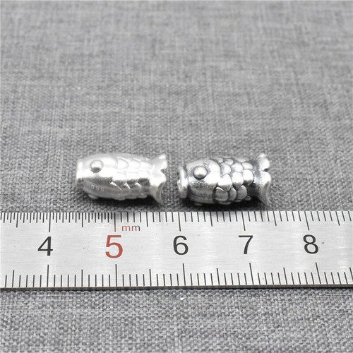 2pcs Fine Silver Fish Beads 999 Sterling Silver Fish The Bead Weight Is ...