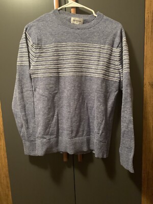 Men Small Blue Striped LightWeight Long Sleeve Crew Neck Sweater ...