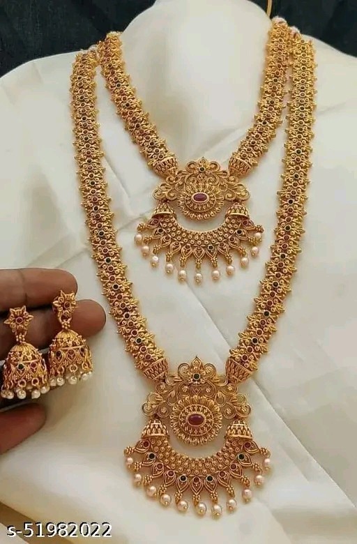 Combo South Indian Gold Finish Temple Jewelry Ethnic Wedding Fashion ...