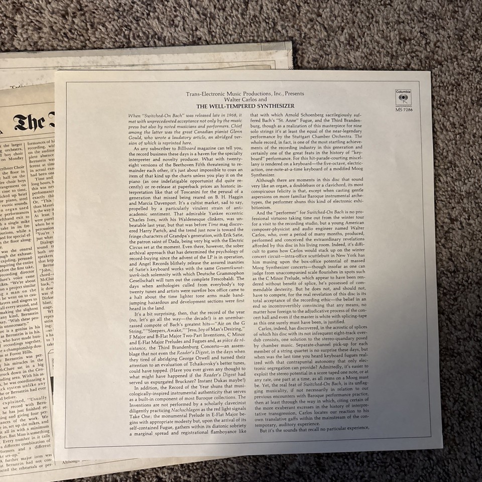 Walter Carlos - The Well Tempered Synthesizer - 1969 Columbia | eBay